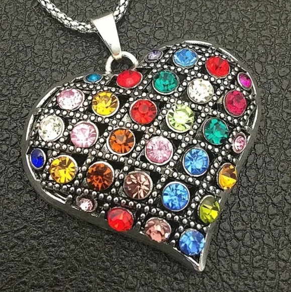 multi gemstone | Jewelry | Sterling Multi Gemstone Heart Pendant 24in ...
